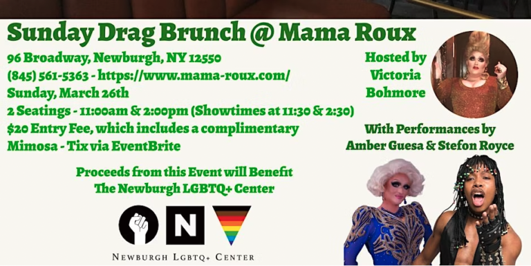 Sunday Drag Brunch @ Mama Roux – March 2023 – Big Gay Hudson Valley